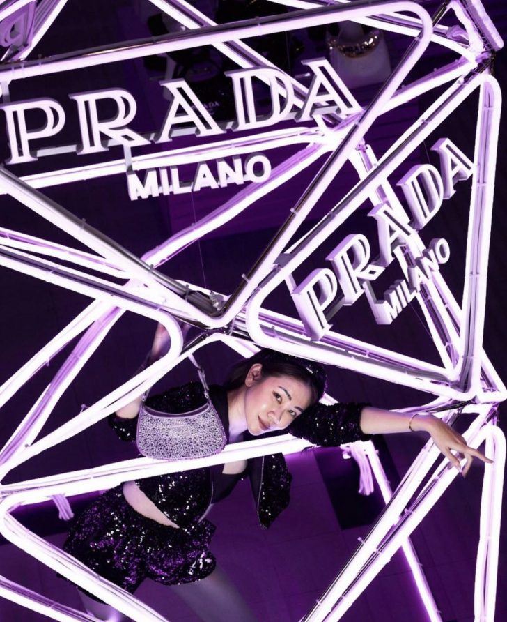 HYPNOTIC PURPLE PRADA POP-UP WITH GLOWING NEON TRELLIS TOWER TILL 31ST ...