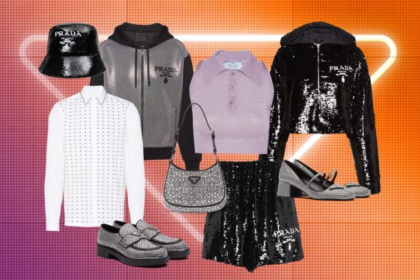 HYPNOTIC PURPLE PRADA POP-UP WITH GLOWING NEON TRELLIS TOWER TILL 31ST ...