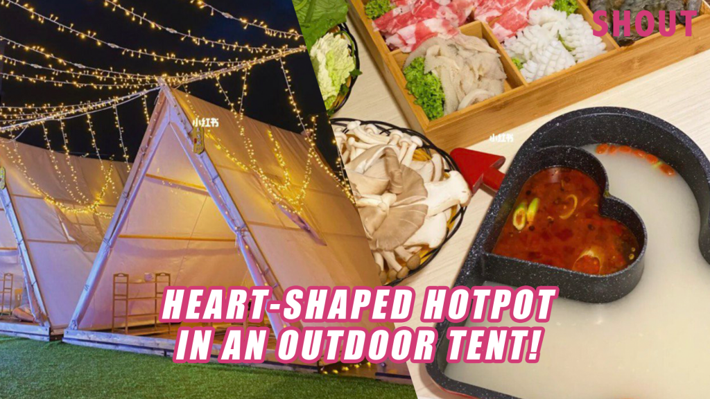 AL FRESCO HOT POT IN AN OUTDOOR TENT WITH HEART-SHAPED SEATS AND FAIRY ...