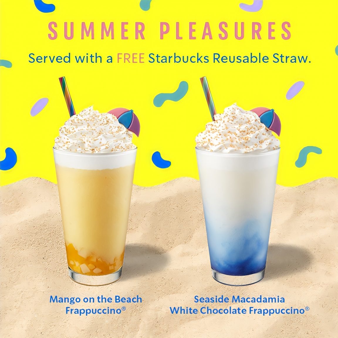 NEW STARBUCKS BEACH-INSPIRED SUMMER DRINKS WITH FREE REUSABLE STRAW ...