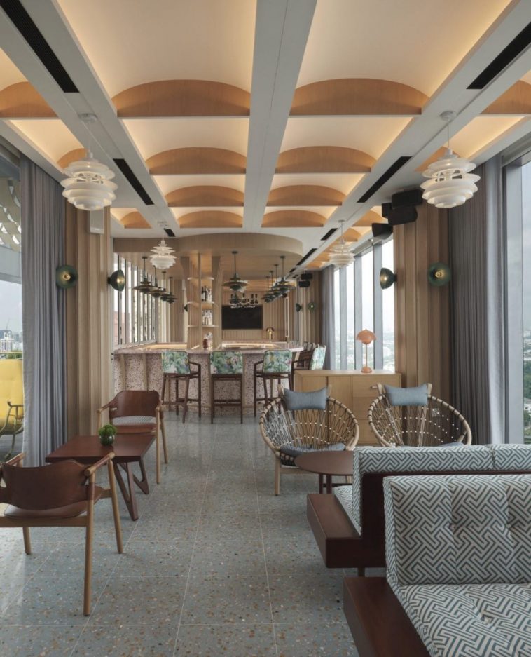 TROPICAL PALM SPRINGS-INSPIRED ROOFTOP BAR BY THE POOL WITH STUNNING ...