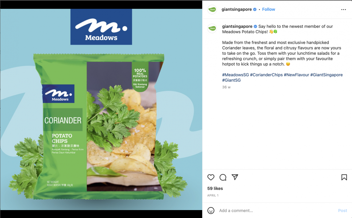 MEADOWS NOW HAS CORIANDER CHIPS AT $1, AVAILABLE AT COLD STORAGE ...