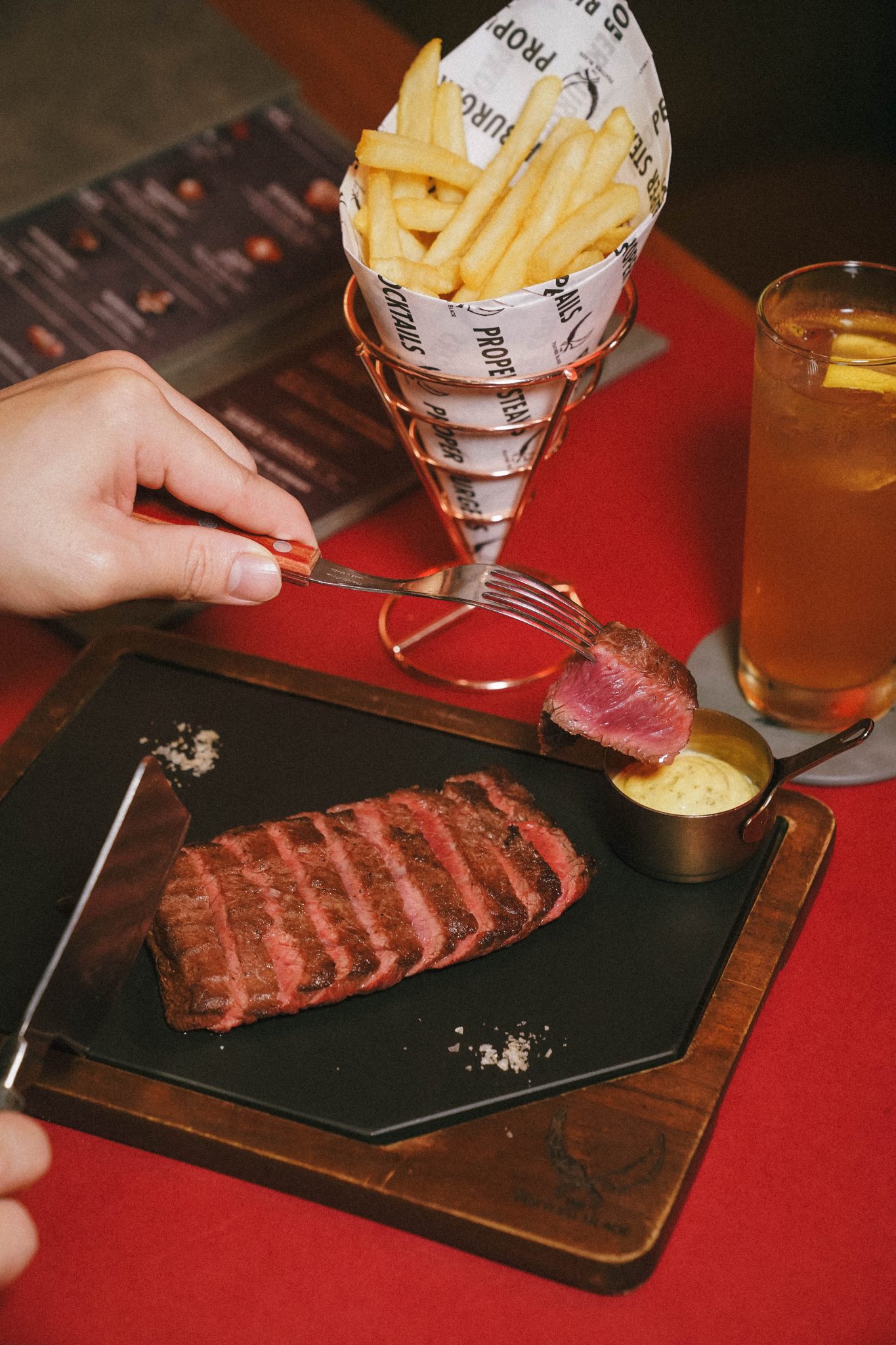 STEAK LUNCH SET WITH FREE FLOW BEEF-FAT FRIES AT THE FEATHER BLADE FOR ...