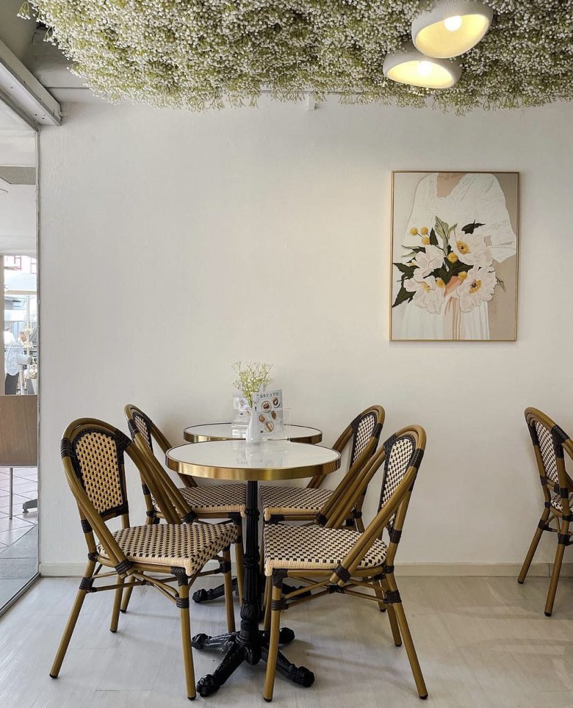 DREAMY PARISIAN-INSPIRED FLORAL CAFÉ WITH HANGING BABY’S BREATH CEILING ...
