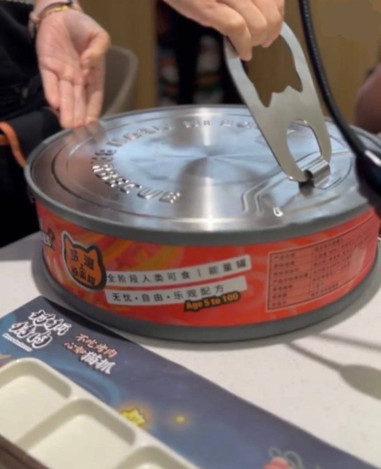 GIANT LIFE-SIZED MEAT PLATTERS SHAPED LIKE ACTUAL CAT FOOD CANS AT MEOW ...