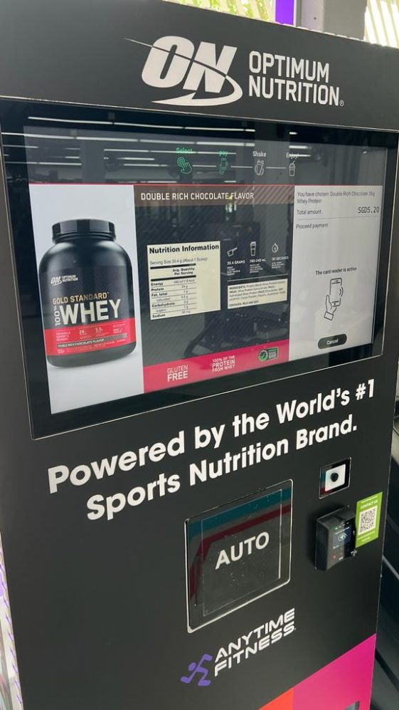 PROTEIN SHAKE VENDING MACHINE AT ANYTIME FITNESS SINGAPORE MAKES CUSTOM ...