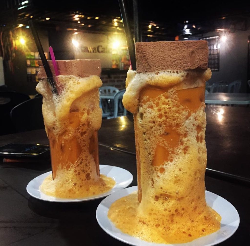 FOAMY COLD “LAVA” MILK TEA DRINKS TOPPED WITH ENTIRE BLOCKS OF ICE ...